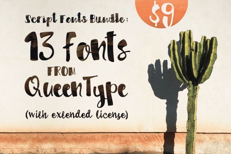 Script Fonts Bundle: 13 Fonts from QueenType (with extended license) - only