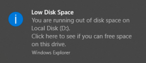 HOW TO FIX: LOW DISK SPACE ERROR MESSAGE AFTER WINDOWS 10 UPDATE
