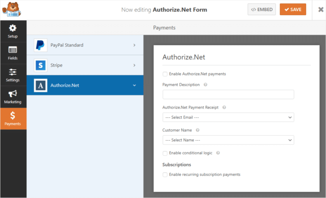 USING WPFORMS WITH AUTHORIZE.NET FOR SECURE PAYMENTS